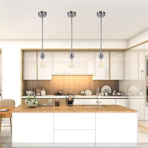 Ebern Designs Baldon 1 - Light Brushed Nickel Bell Pendant | Wayfair